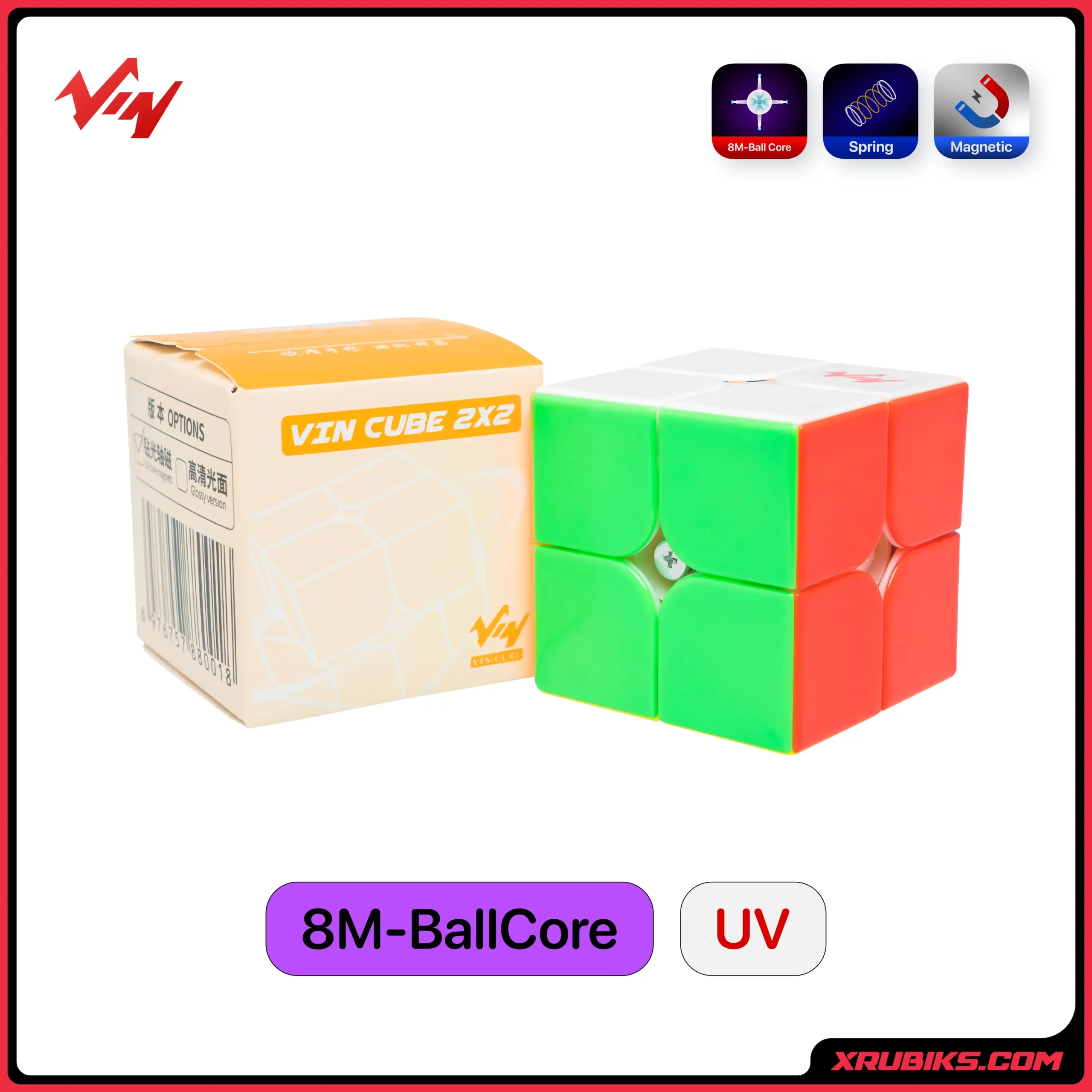 Vin Cube 2x2 (Ball Core + UV) (2025) - Xrubiks